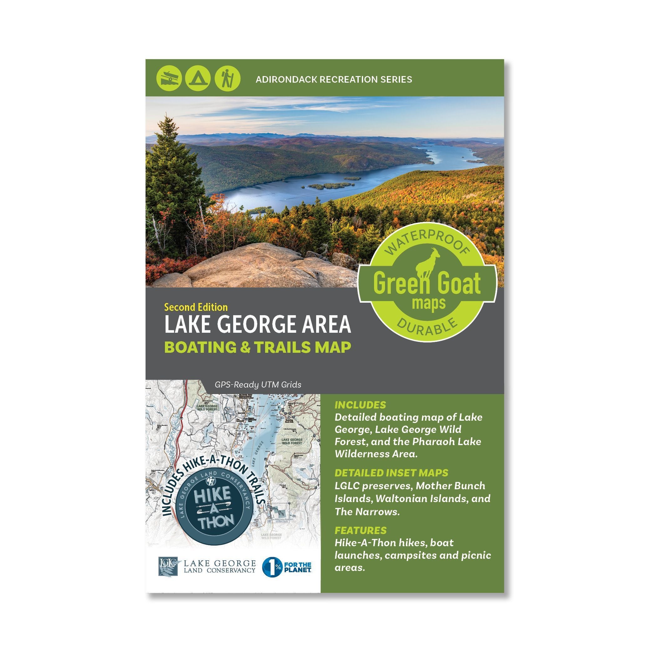 Lake George Boating & Trails Map Green Goat Maps | Blue Line Book ...
