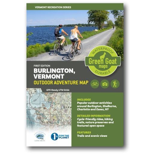 Burlington, VT Outdoor Adventure Map Green Goat Maps | Blue Line Book ...